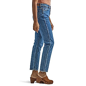 Wrangler Women's Tapered High-Rise Mom Jean, Topaz, 10