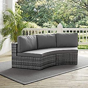 Crosley Furniture CO7120-GY Catalina Outdoor Wicker Round Sectional Sofa, Gray