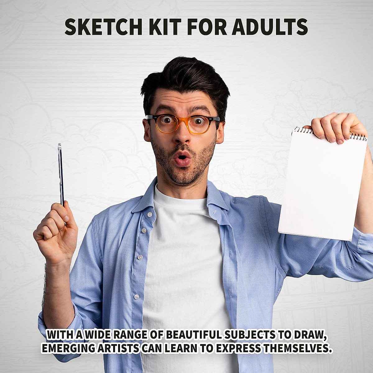 SpiceBox Adult Drawing Sketching Kit, Learn to Draw, How to Sketch Books, Art Hobby Kits for Adults, Sharks and Sea Creatures