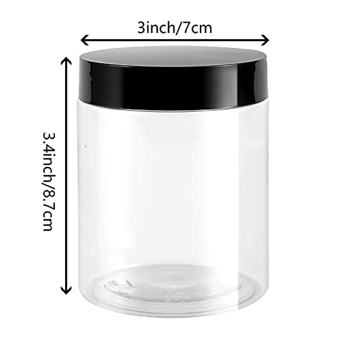 ZEONHEI 30 Pack 8 Oz Plastic Jars with Lids, 250ml Clear Plastic Storage Jars, Wide Mouth Clear Empty Plastic Containers for Food Storage Cream Jam Samples Spices