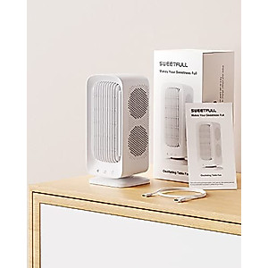 SWEETFULL Desk Fan,10000mAh Battery Operated Tower Fan Portable Fan Small Personal Table Fan, Oscillating Fan,5 Speed Rechargeable Battery Cooling Electric Fan for Bedroom Office Outdoor Indoor