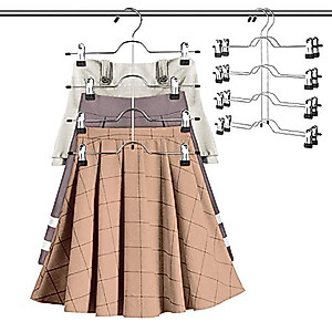 DOIOWN Skirt Hangers 4 Tier Pants Shorts Hangers Space Saving Hangers Closet Organizer for Skirt, Pants(3 Pieces) (3 Pieces)