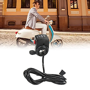 E Bike Thumb Throttle, 36V/48V Thumb Accelerator Battery Display Speed Control Assembly with 65in Cable for 22mm 7/8inch Electric Bike Scooters Handlebars(48V)