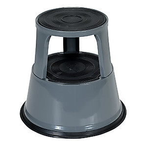 Vestil STEP-17-GY Steel Rolling Step Stool with Powder Coat Finish, 17-1/8" Top Step Height, 500 lbs Capacity, Gray