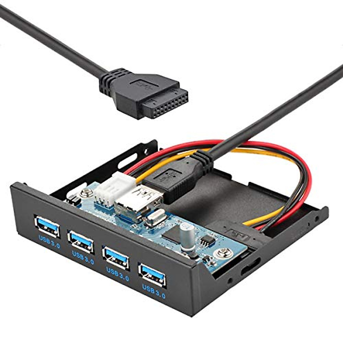 Cablecc USB 3.0 HUB 4 Ports Front Panel to Motherboard 20Pin Connector Cable for 3.5" Floppy Bay