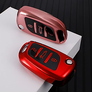 BNHUY Soft TPU Car Folding Key Bag Cover Case Shell Keychain for Peugeot Citroen C1 C2 C3 C4 C5 DS3 DS4 DS5 DS6 Protector Accessories (Color Name: Pink)