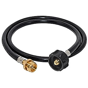 Flame King YSN-QCC-1LB 4-Feet Adapter Hose Converter Replacement for QCC1/Type1 Connects 1LB Bulk Portable Appliance to 20lb Propane Tank, Black
