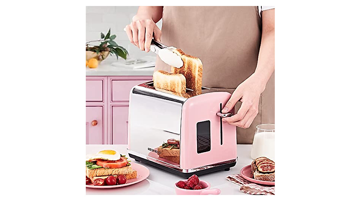 Pink REDMOND Toaster - 2 Slice with LED Touch Screen & Wide Slots