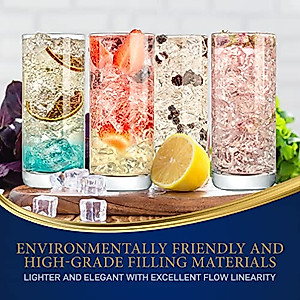 NutriChef 14.2oz Highball Drinking Glasses - Set of 2 Heavy Base Tall Tumbler Clear Glassware for Water, Wine, Beer, Liquor, Gin, Cocktail, Whiskey, Juice, Iced Coffee, Mixed Drinks, Dishwasher Safe