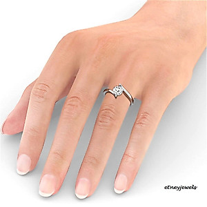 etneyjewels Moissanite 1 TCW Round CutSolitaire Engagement Bridal Ring For Women In 10KT Solid Gold In Prong Setting For Wedding Anniversary (Clarity VVS1-VVS2, Color D-E,7)