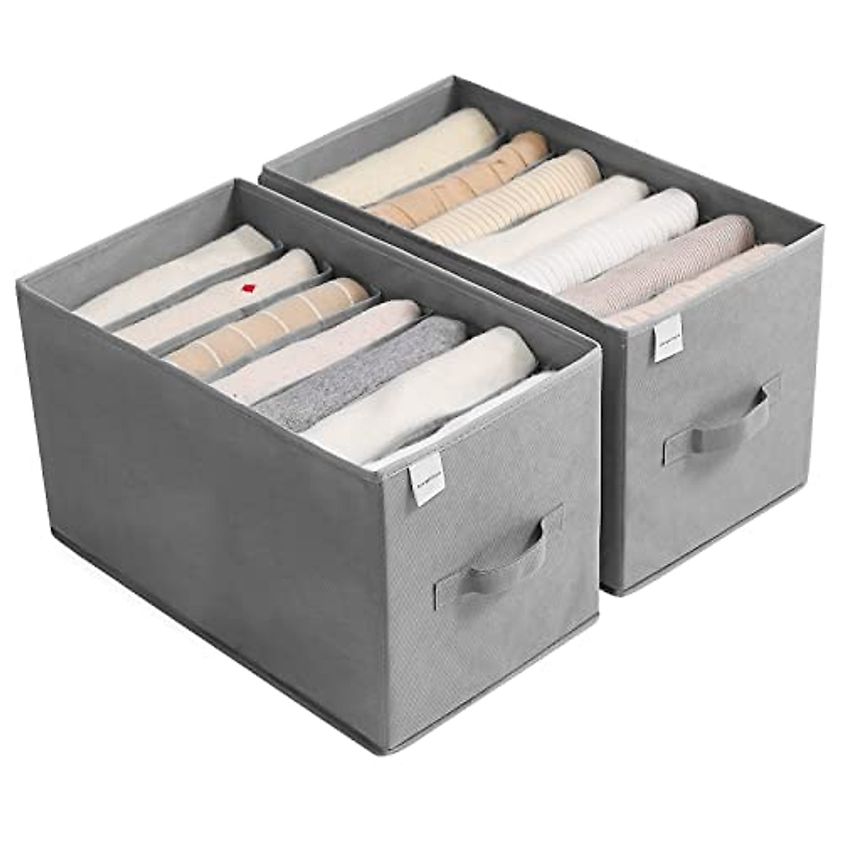 Coorganisers 2 PCS Sweater Wardrobe Clothes Organizer,Washable Clothes Organizer for Folded Clothes with PP Board Handle,7 Grids Closet Organizers and Storage Box for Jeans,Pants,Sweater,Jacket,Shirt