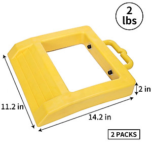 Homeon Wheels Pallet Truck Chock Heavy Duty Pallet Jack Stopper 14.2" Length x 11.6" Width x 2" Height 2 Pack(Yellow)