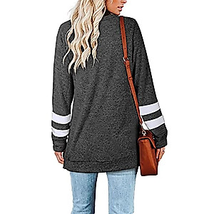 Aokosor Soft Sweatshirts for Women V Neck Long Sleeve Shirts for Women Trendy Fall Clothes Gray S