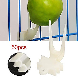 50Pcs Birds Fruit Fork Plastic Birds Food Holder Feeder Device Pin Clip Feeding On Cage for Budgie Canary Small Animals (Bird Fruit Fork)
