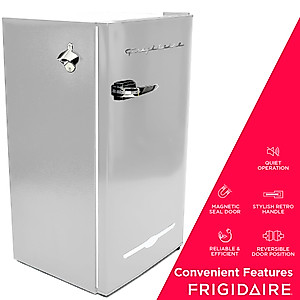 Frigidaire EFR376-MOONBM Retro Bar Fridge Refrigerator with Side Bottle Opener, 3.2 cu. Ft, Moonbeam