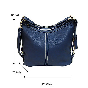 Roma Leathers Gun Concealment Purse - Vegan Leather, Convertible Multi-Purpose Strap Lockable YKK Zipper (Navy)