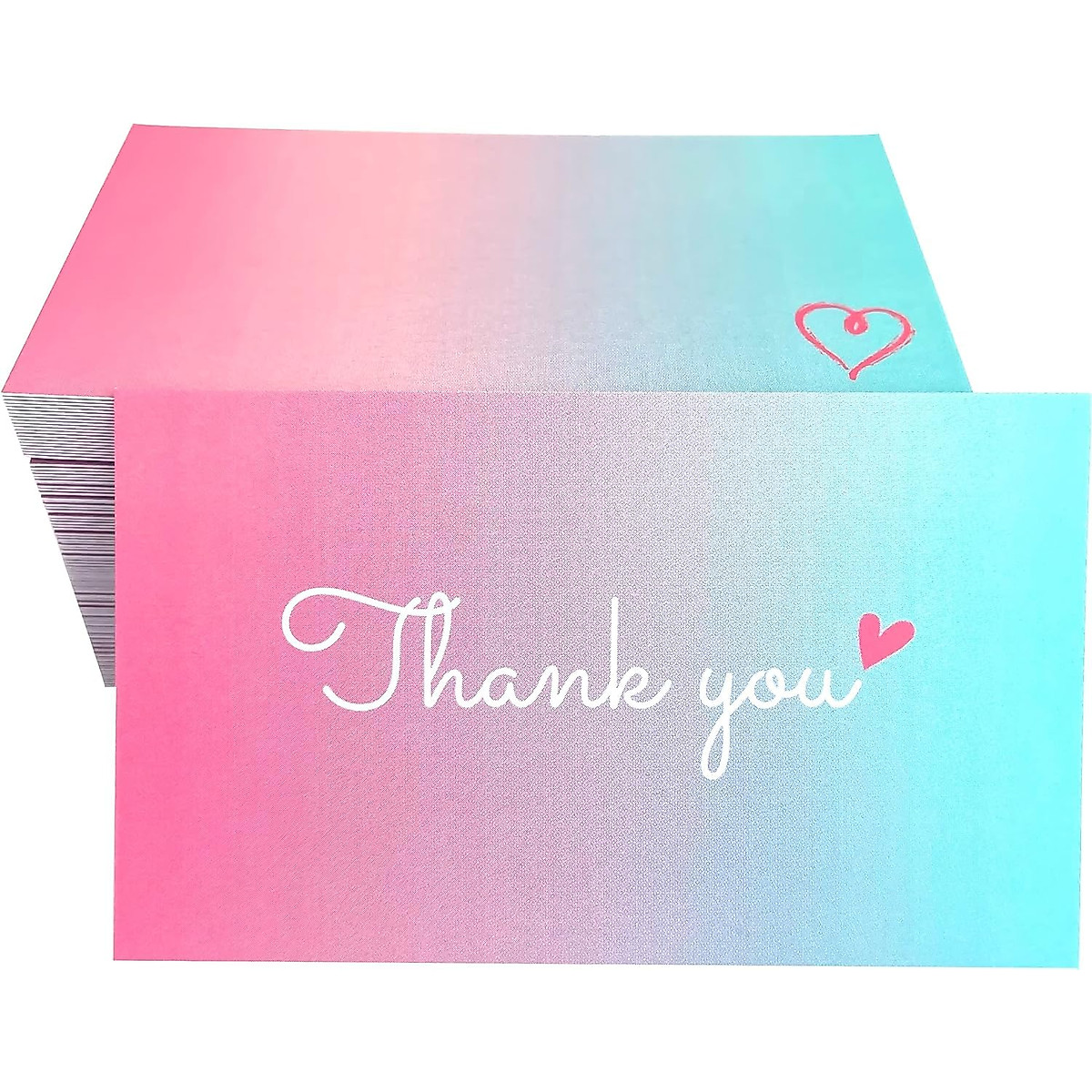 RXBC2011 500 Little Thank You Cards Gold Heart Design Bulk Thank you Notes for All Occasions 3.5 x 2 Inch Multicolor