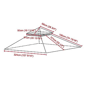 Yescom 10.6'x10.6' Gazebo Top Replacement for 2 Tier Summer Veranda Frame Canopy Cover Patio Garden Yard Dark Beige Y00710T01