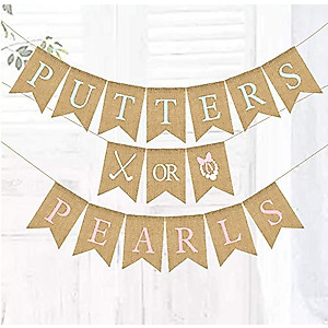 Baby Shower Banner PUTTERS OR Pearls Banner Burlap Banner for Baby Shower Party Garland Photo Booth Props Decoration Favor