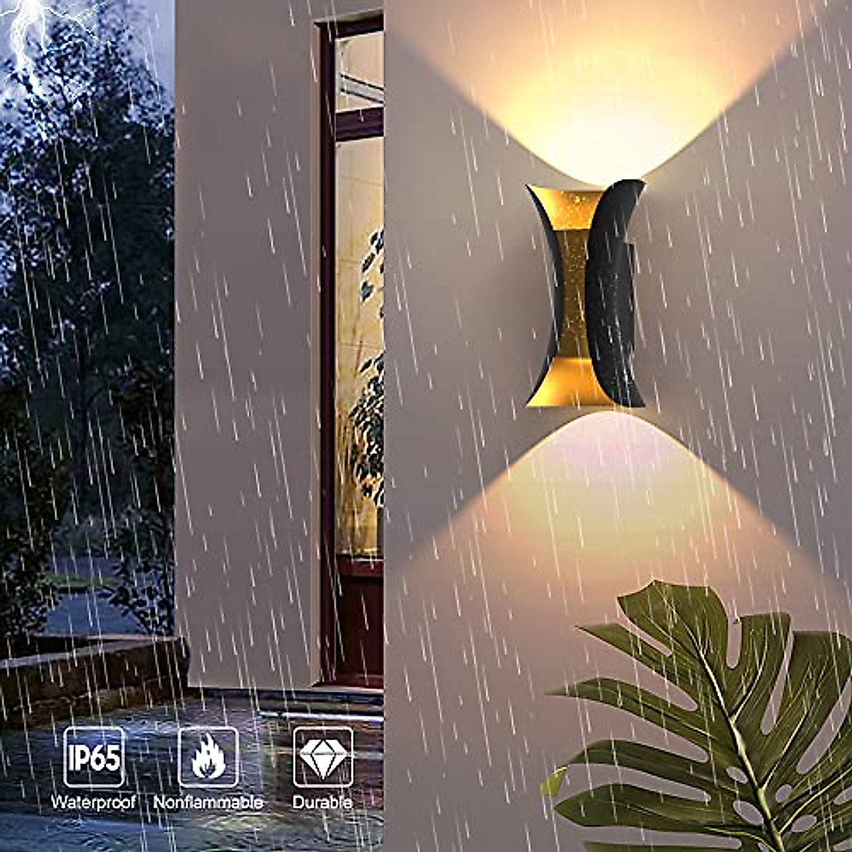Shinbeam Outdoor Wall Lights,Up and Down LED Porch Lights,Waterproof 10W 3000K Wall Mount Light, Outdoor Wall Lamp Suitable for Garden & Patio Lights(2 Packs)