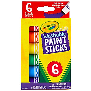 Washable Paint Sticks, No Water Required, Paint Set for Kids, Art Supplies, 6 Count