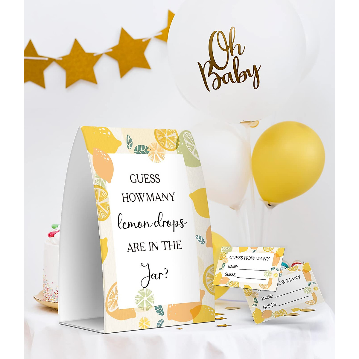Guess How Many Lemon drops Are In The Jar, Baby Shower Games, Baby Shower Decorations - One Sign and 50 Cards(MANY029)