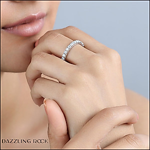 Dazzlingrock Collection Round Aquamarine Eternity Stackable Wedding Band for Women in 14K White Gold Size 6.5