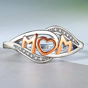 Jude Jewelers Stainless Steel Mom Mother's Day Birthday Wedding Graduation Statement Festival Holiday Ring (Silver Rose Gold, 13)