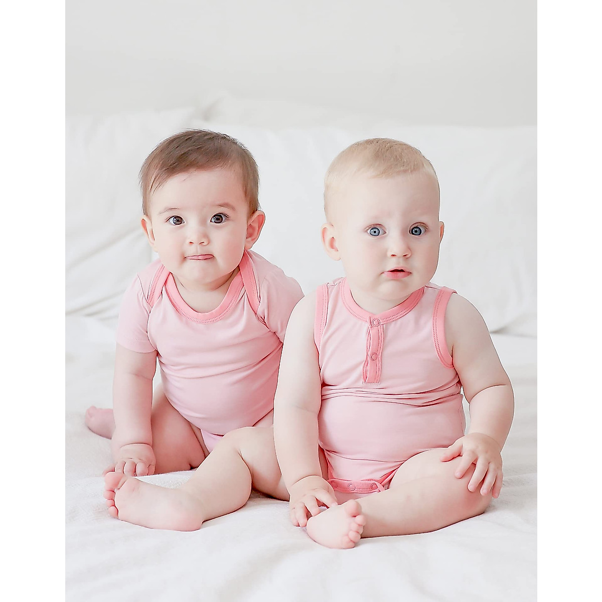 VAENAIT BABY 2-Pack Infant Toddler Summer Bodysuits Set Jelly Berrypink 3-6M