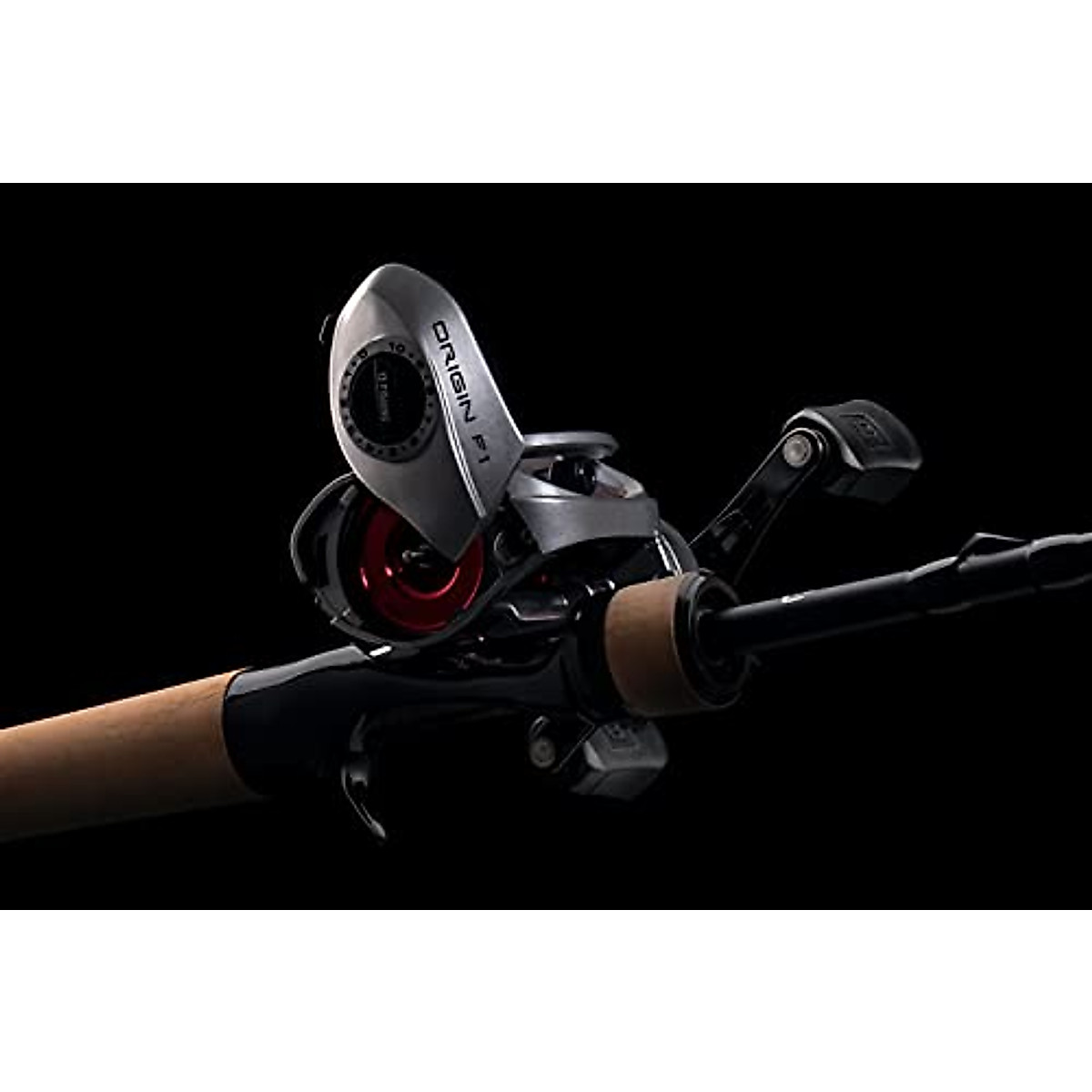 13 FISHING - Origin F1 Baitcast Reel - 6.6:1 Gear Ratio - Left Hand Retrieve (100 Size) (Fresh) - OF1-6.6-LH,Silver/Black/Red