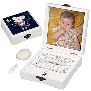 Dravira Baby Keepsake Tooth Box - Lost Teeth Holder Boy and Girl - Tooth Fairy Organizer - Gift for Parents and Kids - White Wood