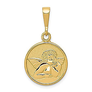 IceCarats 14K Yellow Gold Raphael Guardian Angel Necklace Charm Pendant 29mm x 16mm Only