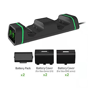 GAMFAMI Controller Charging Station for Xbox One, Controller Charger with 2 x 800mAh Rechargeable Battery Packs Compatible for Xbox One/One X/One S/Xbox One Elite Wireless Controllers…