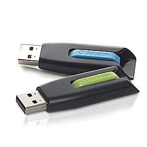 VERBATIM 99127 Store 'n' Go V3 USB 3.0 Flash Drives (32GB; 2 pk; Blue/Green)