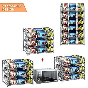 MOOACE 2 Pack Stacking Can Rack Organizer, 3 Tier Stackable Can Storage Dispenser Holder for 36 Cans (Each)