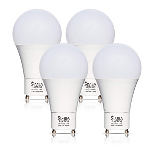 Simba Lighting LED GU24 A19 Light Bulb 12W 75W to 100W Replacement (4 Pack) 120V 2 Prong Twist and Lock Base for Ceiling Lights, Pendants, Outdoor Lanterns, Floor Lamps, Non-Dimmable, 5000K Daylight