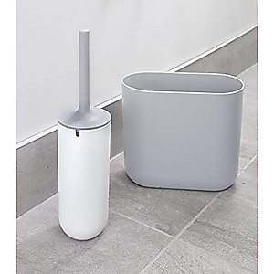 iDesign Cade Oval Slim Trash, Compact Waste Basket Garbage Can for Bathroom, Bedroom, Home Office, Dorm, College, Matte Gray