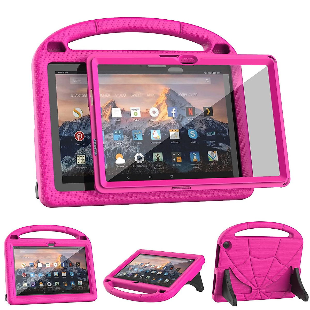 All-New Tablet Kids Case for 2021 Tablets 10in - Patamiyar Light Weight Shock Proof 10" Kids Friendly Case with Screen Protector Handle Stand Imcompatible with 10inch Samsung iPad Tablets -Rose