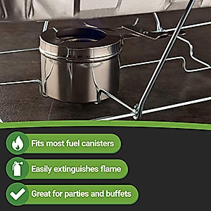 Restaurantware Stainless Steel Chafer Wick Fuel and Sterno Canned Heat Holder with Safety Cover: Perfect for Buffets and Catering Events - Fits Canisters up to 8-OZ - 1-CT