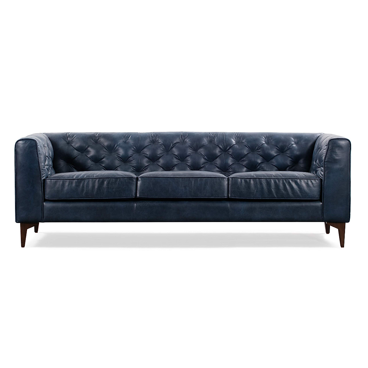 POLY & BARK Essex Sofa in Full-Grain Semi-Aniline Italian Tanned Leather in Midnight Blue
