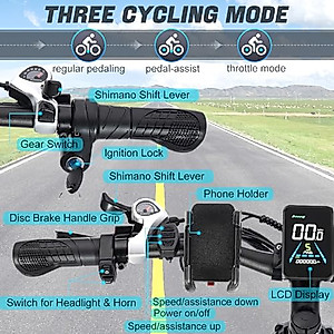 PHILODO Electric Bike for Adults, 23ah Fat Tire Ebike Dual Motor AWD 2000W 35MPH Electric Bicycles 21-Speed with Ignition Lock Hydraulic Disc Brakes