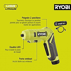 Ryobi RSDP4-120G 4V Cordless Pivoting Screwdriver (1 x 4V 2.0Ah)