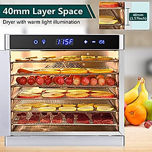 COMKERI Food Dehydrator 6 Trays for Food Jerky, Fruit, Meat, Dog Treats, Herbs, Flower Tea, Vegetables, Durable Food-grade Stainless Steel Dehydrator Machine with 110V/700W