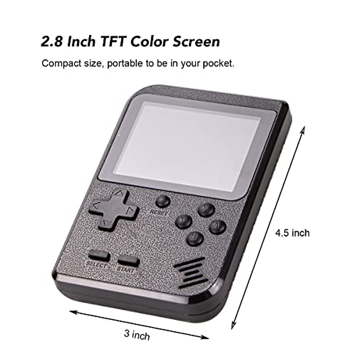 RFiotasy Handheld Game Console with 400 Classical FC Games Console 2.8-Inch Color Screen,Supporting 2 Players,Gift Christmas Birthday Presents for Kids, Adults(YJ-Black)