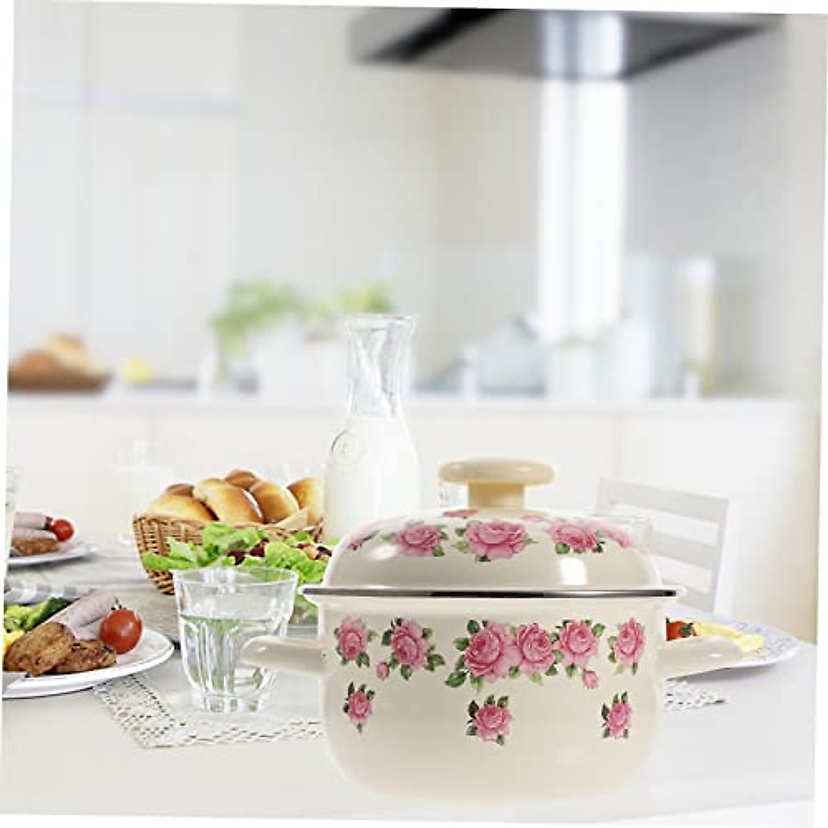 DOITOOL 1pc Amphora Enamel Pot Casserole Dish with Lid Korean Grill Pan Stovetop Grill Pan Candle Melting Pot Ramen Pot Ceramic Stew Pot Soup Stew Pot Home Soup Pot Kitchen Supplies Food