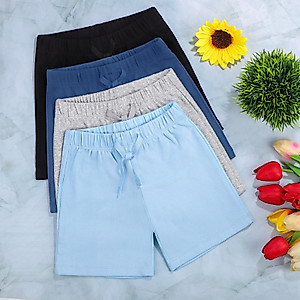 Resinta 4 Packs Unisex Toddlers and Babies' Cotton Pull-on Shorts Breathable Cotton Baby Boys' Shorts