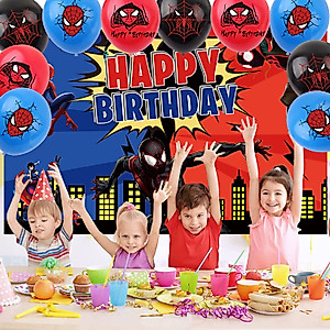 Spider Party Supplies, Spider Birthday Decorations Including Foil Balloons, Latex Balloons and Backdrop
