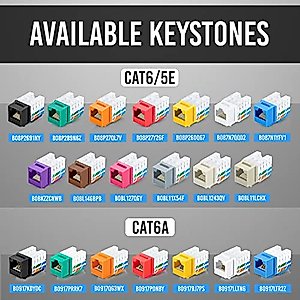 Everest Media Solutions easyJACK - 90° Angled Speed Termination Tool - with 10 Blue & 10 White Cat6 Keystone Jacks - Additional Jacks are Available - (B087N7QQD2)