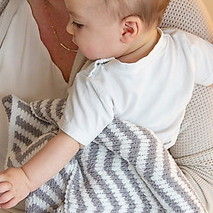 Living Textiles Chevron Chenille Soft Baby Blanket PREMIUM Cozy Fabric for BEST COMFORT - For Infant,Toddler,Newborn,Nursery,Boy,Girl,Unisex,Throw,Crib,Stroller,Gift, Grey Chevron 40x30