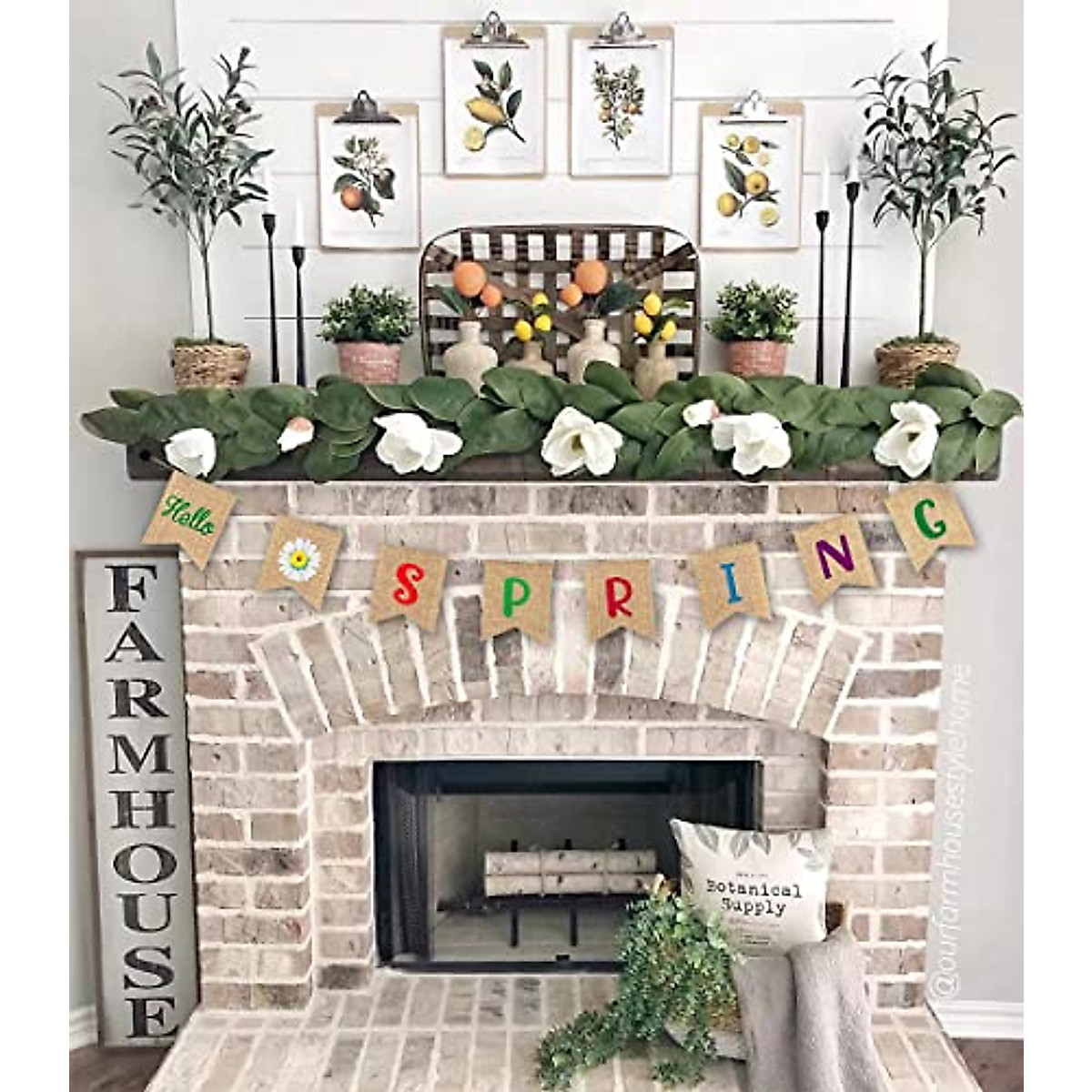 Hello Spring Banner, hogardeck Daisy Rustic Spring Garland Decorations for Home, Indoor Outdoor Mantel Fireplace Hanging Decor Party Supplies